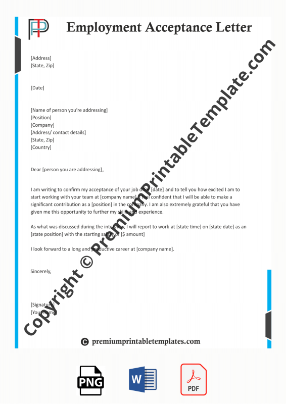 Employment Acceptance Letter Sample with Examples