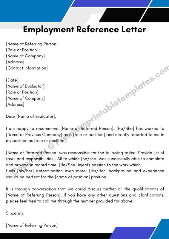 Employment Reference Letter Sample with Examples