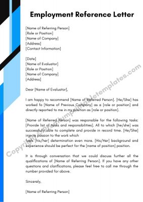 Employment Reference Letter Sample with Examples
