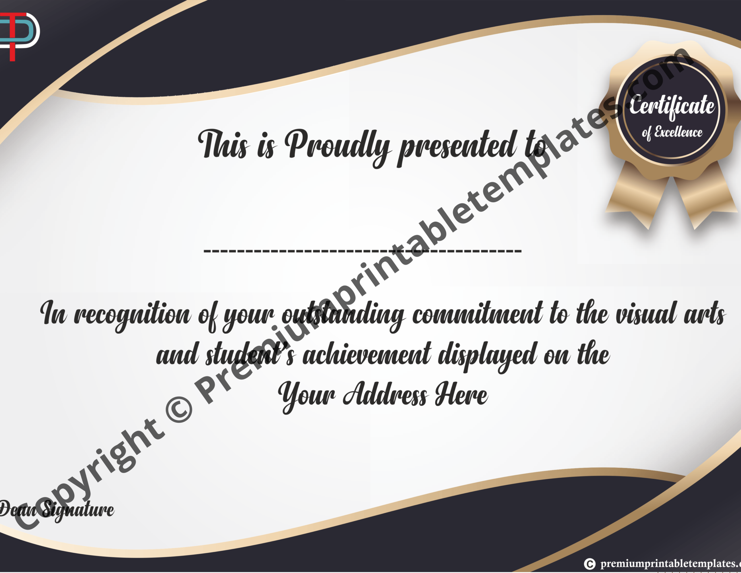 Art Achievement Certificate Blank Printable Pdf Word