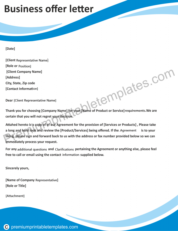 Business Offer Letter Sample with Examples