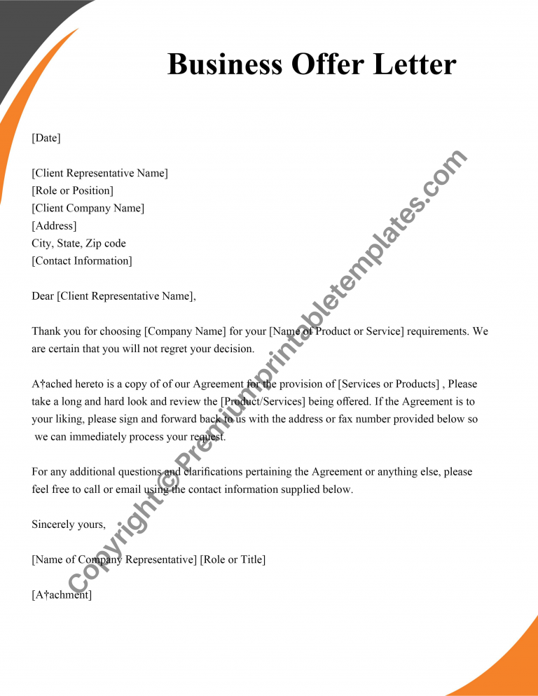 Business Offer Letter Sample with Examples