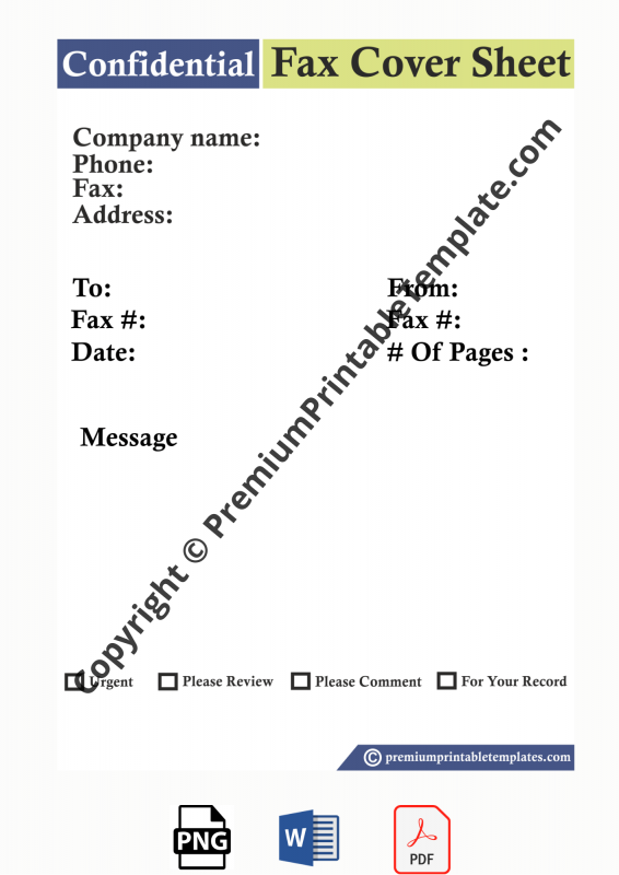 Confidential Fax Cover Sheet Blank Printable PDF, Word