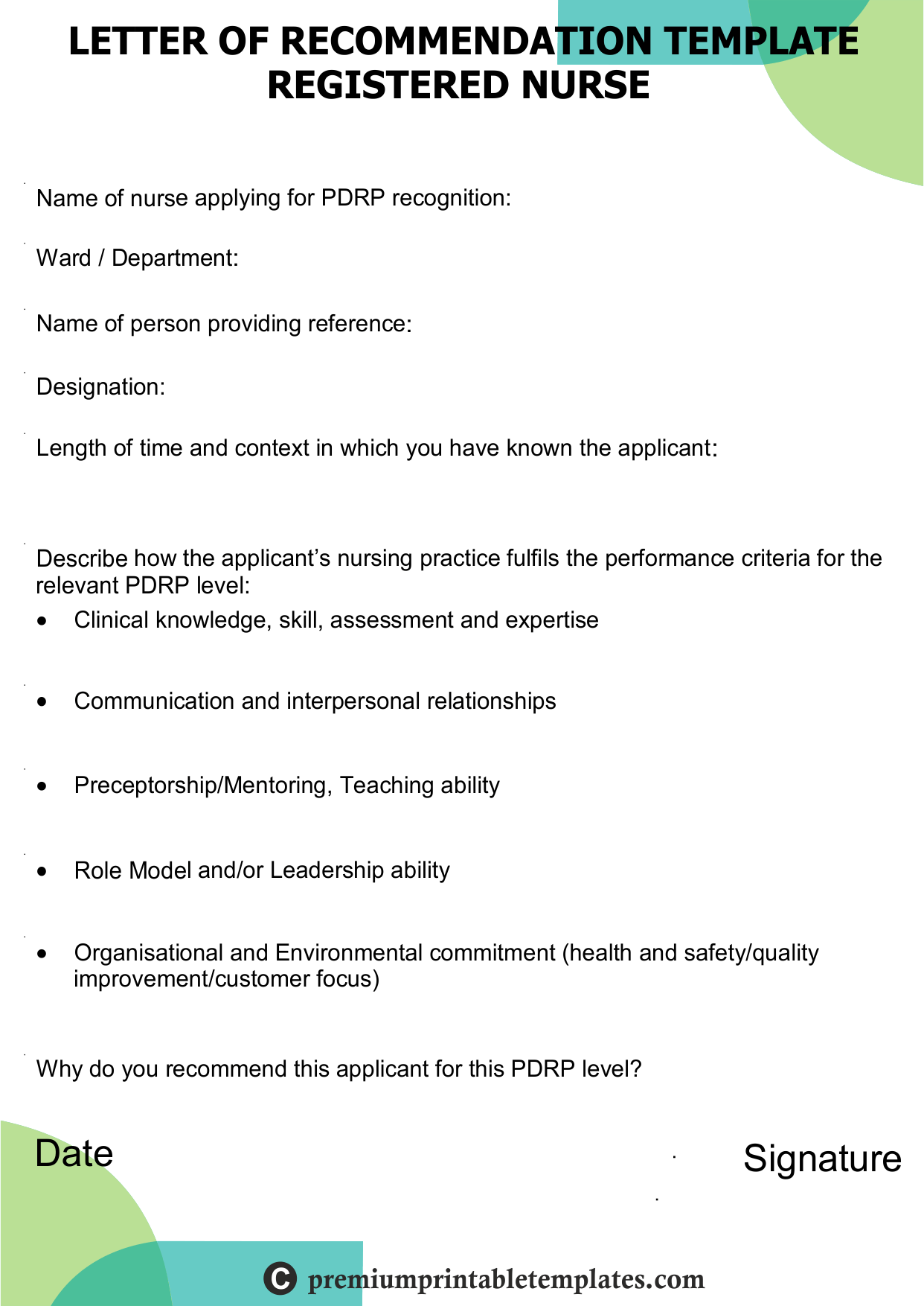 Recommendation Letter For Registered Nurse Pack Of 9 Recommendation Letter For Registered Nurse Pack Of 9