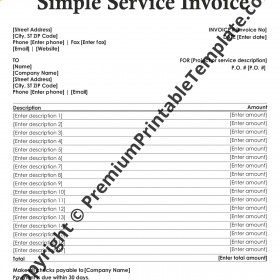 Contract Invoice Printable Template in PDF and Word