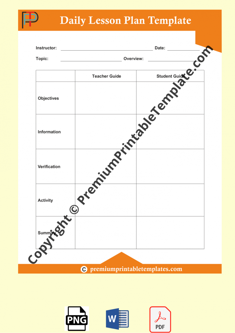 Sample Daily Lesson Plan Template in PDF & Word
