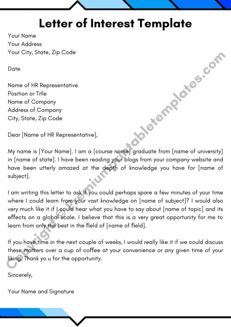 Sample Letter of Interest | Editable [Pack of 5]