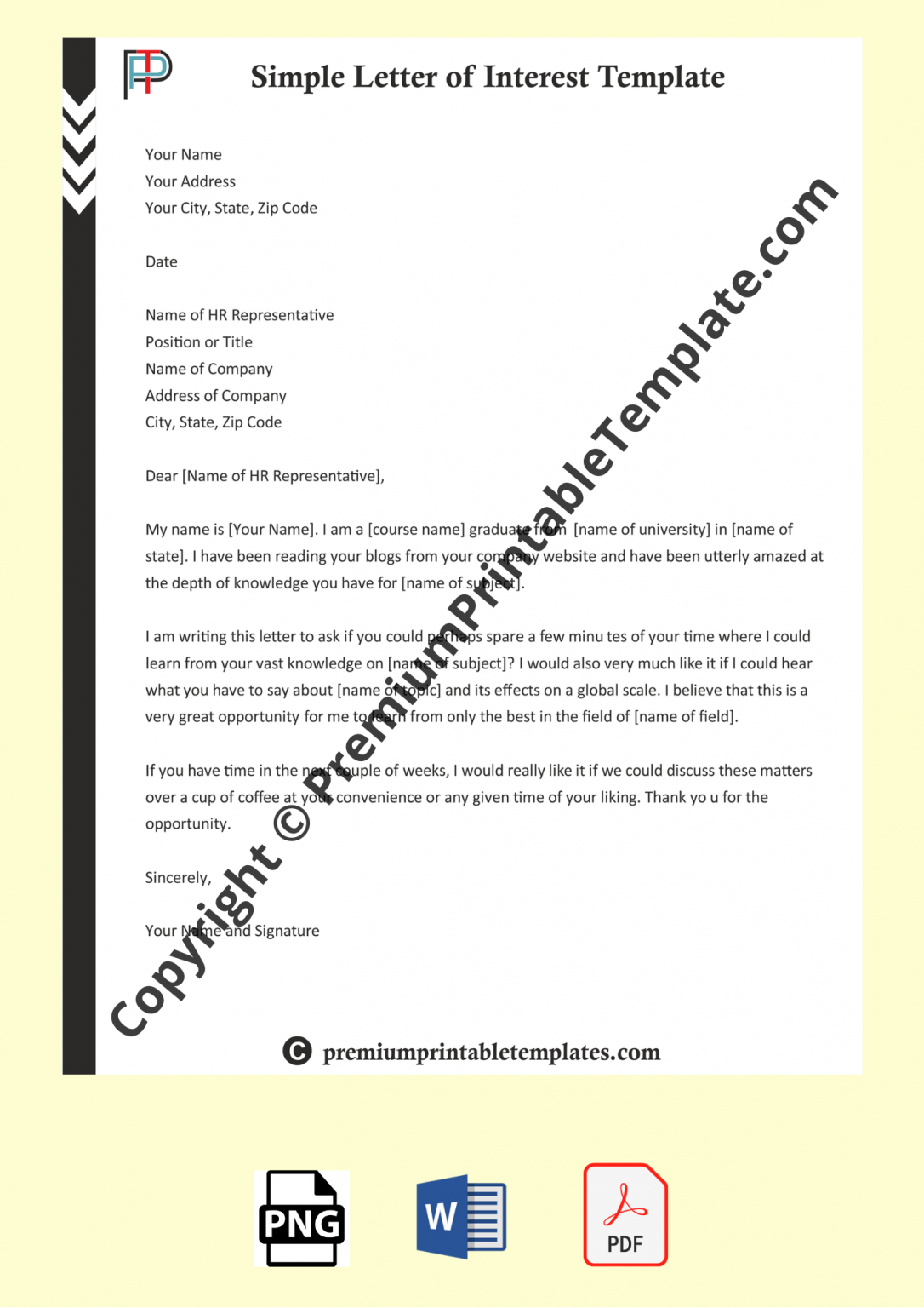 Sample Letter of Interest | Editable [Pack of 5]