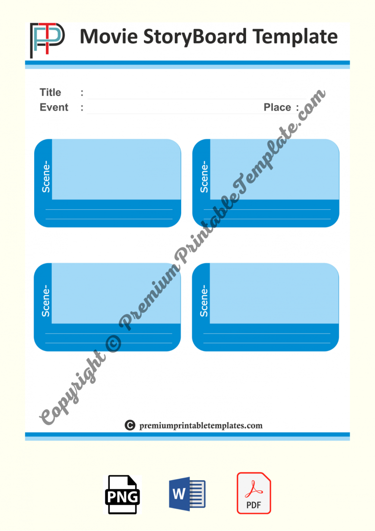 Movie Storyboard Template Printable in PDF & Word - Premium Printable ...