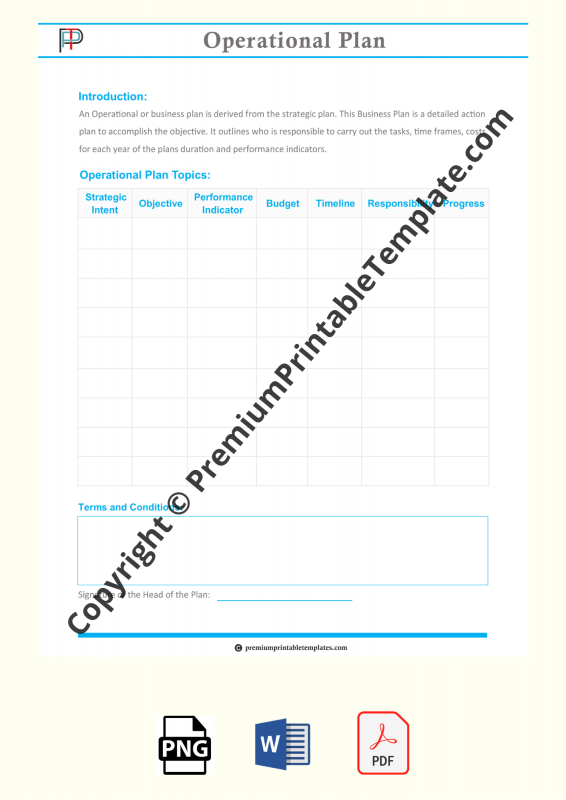 Operational Plan Printable Template in PDF & Word