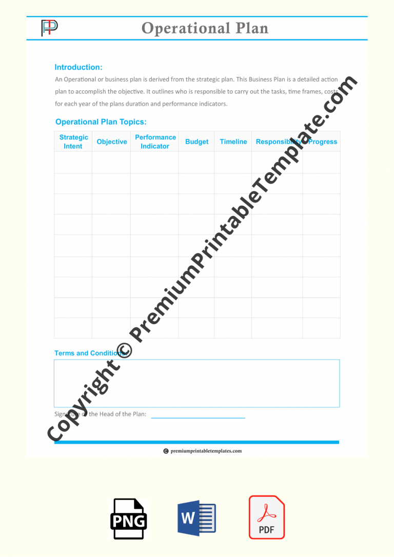 Operational Plan Printable Template in PDF & Word