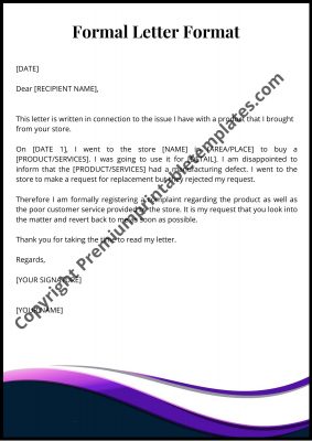 Formal Letter Format Printable Sample with Examples