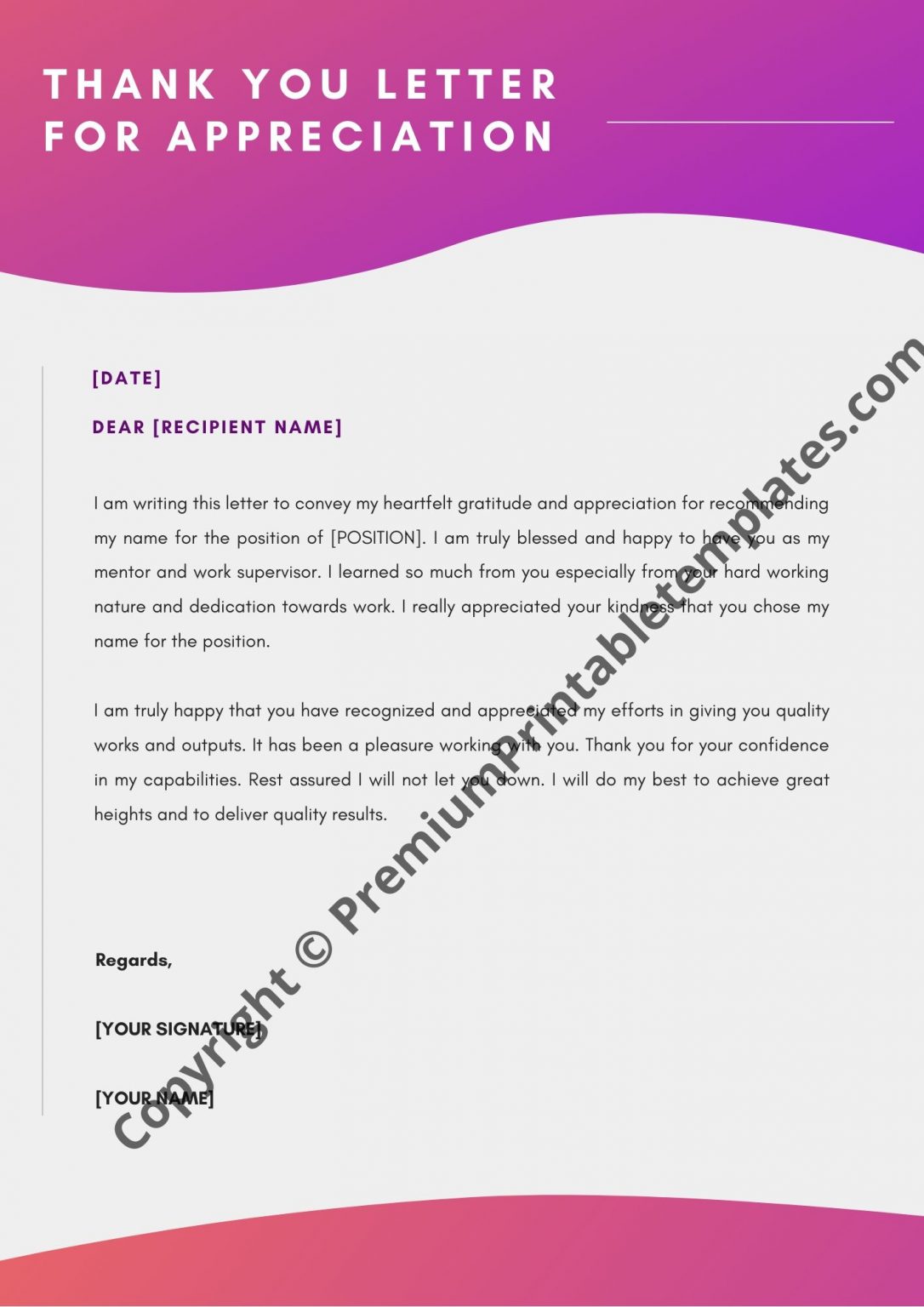 Thank You Letter For Appreciation | Editable | PDF