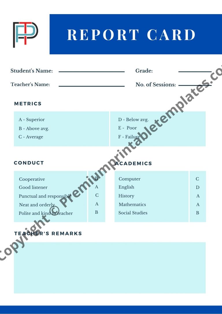 Report Card | Card Templates | Editable | PDF