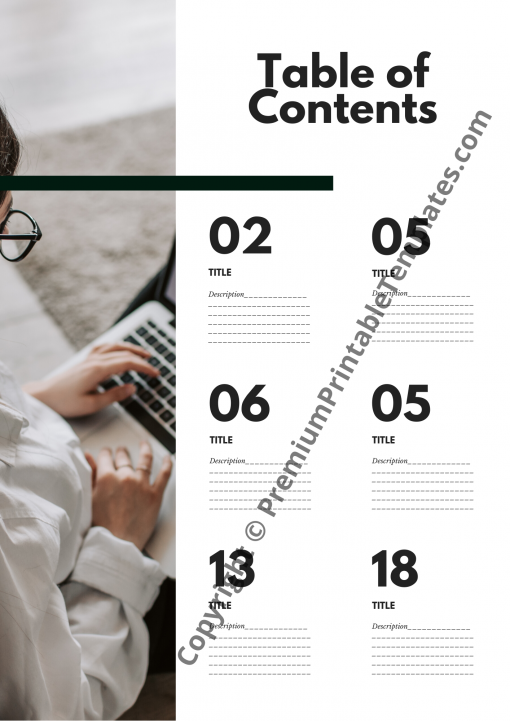 Table of Contents Template | Premium Printable Templates