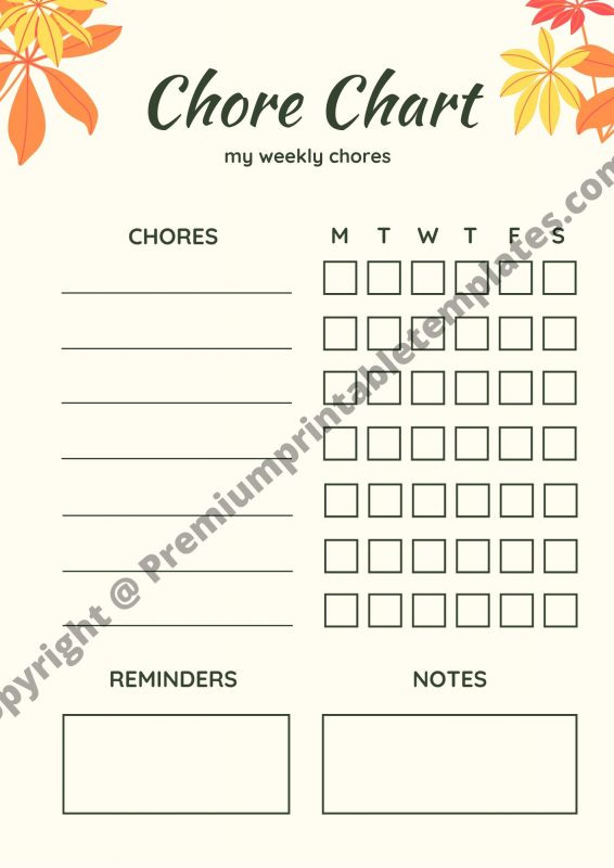 Weekly Chore Chart- Printable & Editable - Premium Printable Templates