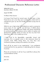 Professional Character Reference Letter- PDF & Word (Pack of 5)