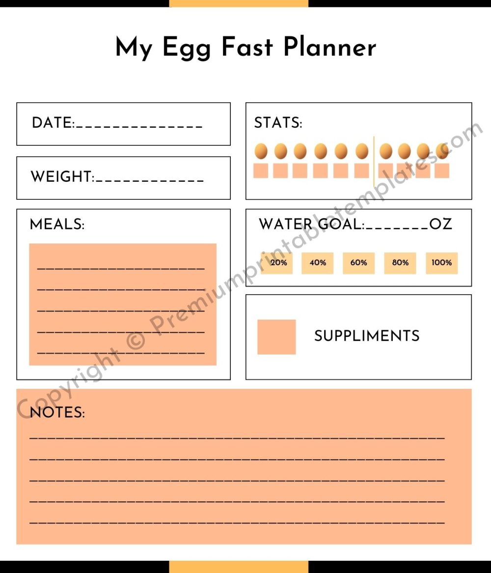 Keto Egg Fast Planner/Tracker Printable with Editable Template
