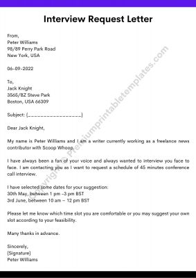 Interview Request Letter Template in PDF & Word [Pack of 3]