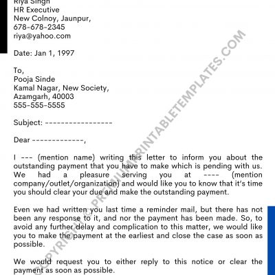 Payment Request Letter Printable Template in Word and PDF [Pack of 5]