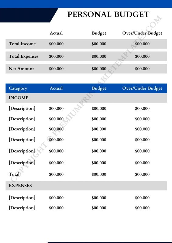 Project Budget Template Printable in PDF and Word [Pack of 2]