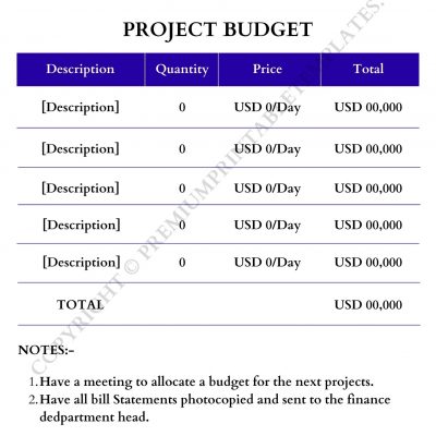 Project Budget Template Printable in PDF and Word [Pack of 2]