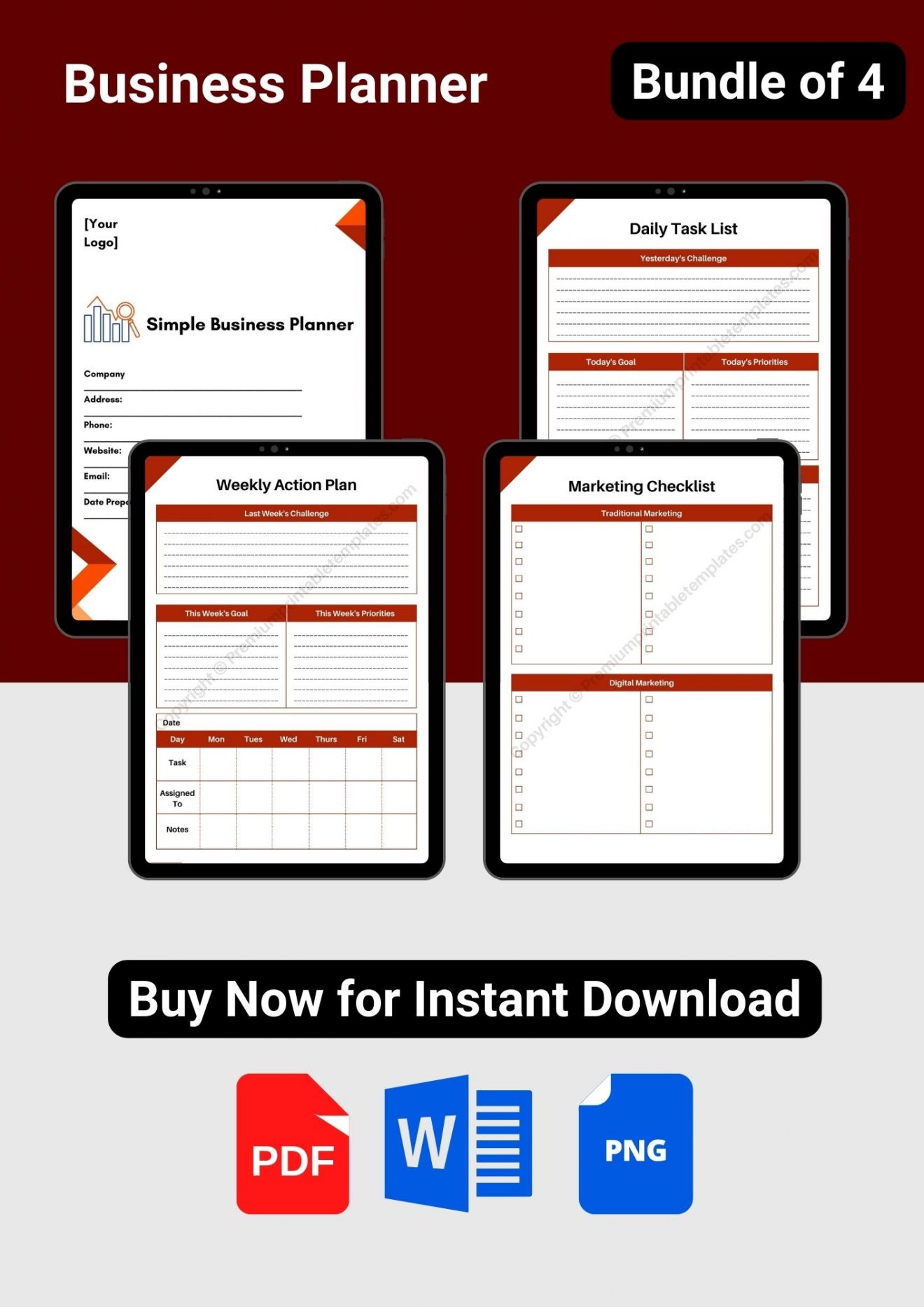 Business Planner Template Simple in PDF and Word