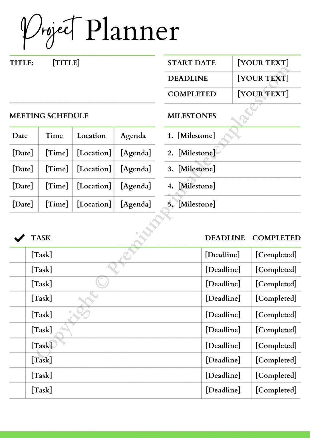 Project Planner Printable Template in PDF & Word [Pack of 6]