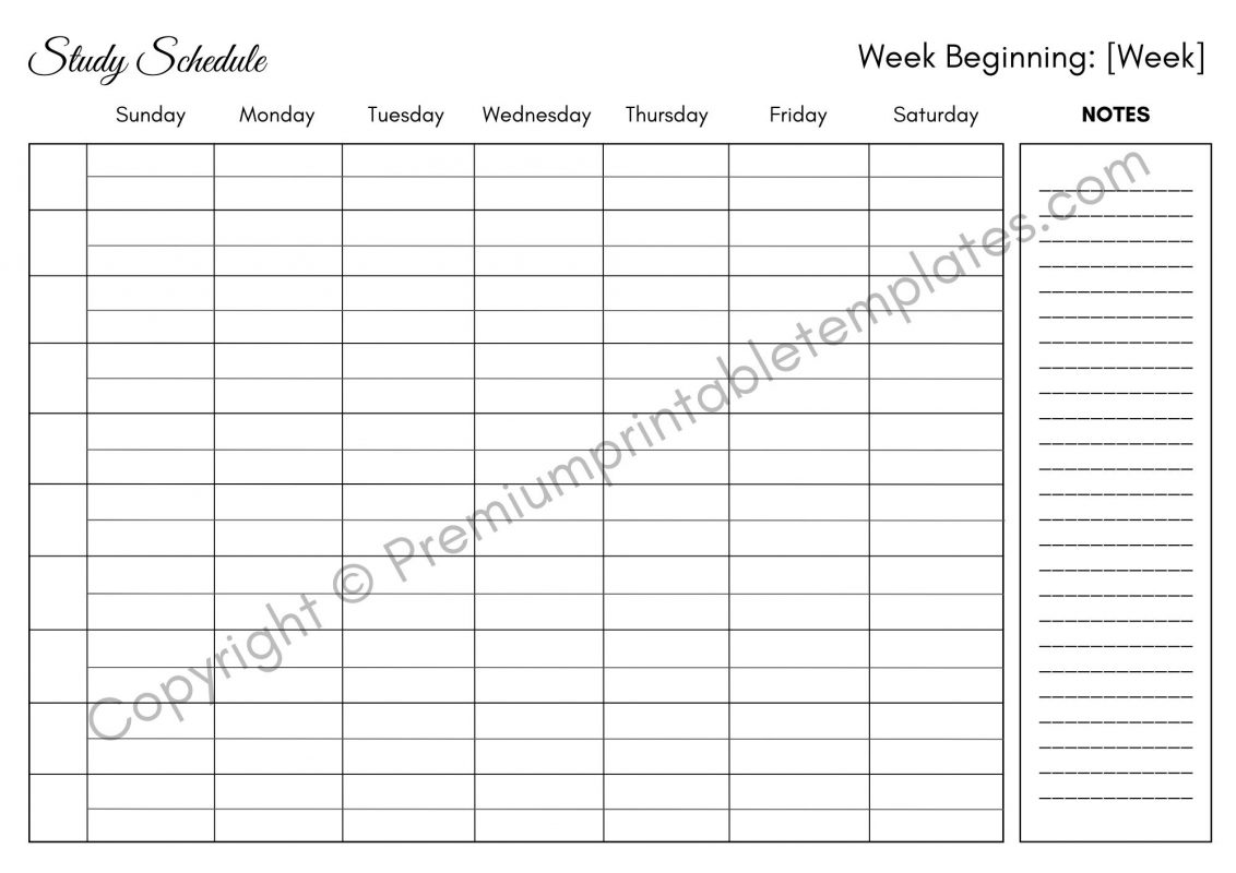 Weekly Study Schedule Printable | Editable & PDF