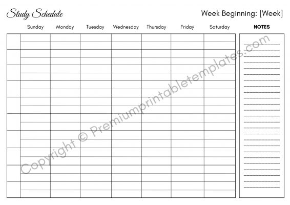 Weekly Study Schedule Printable | Editable & PDF