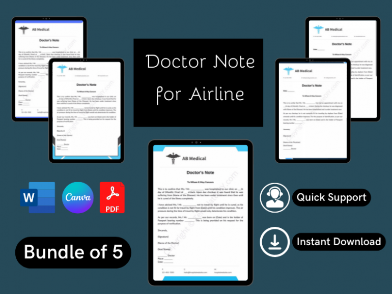 Doctor Note for Airline Printable Template in PDF & Word