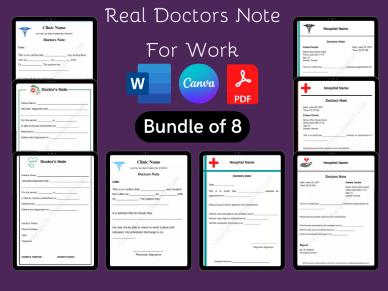 Real Doctors Note for Work Printable Template in PDF & Word