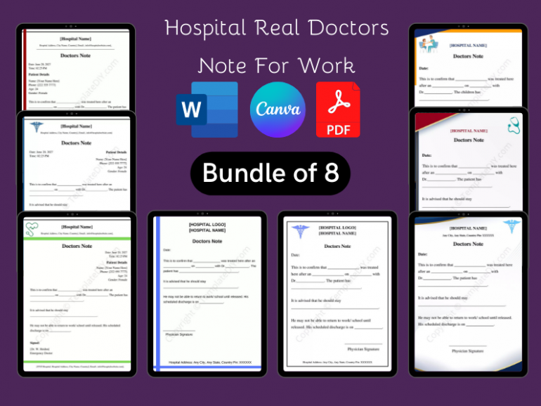 Hospital Real Doctors Note for Work Printable Template