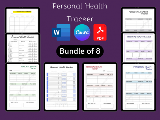 Personal Health Tracker Template Printable in Pdf & Word