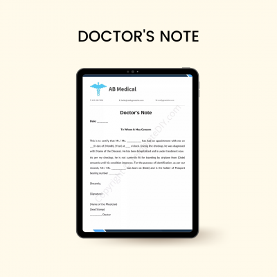 Doctor Note for Airline Printable Template in PDF & Word