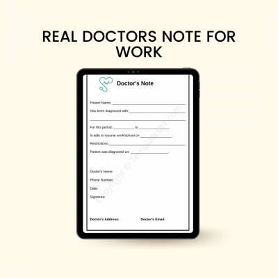 Real Doctors Note for Work Printable Template in PDF & Word