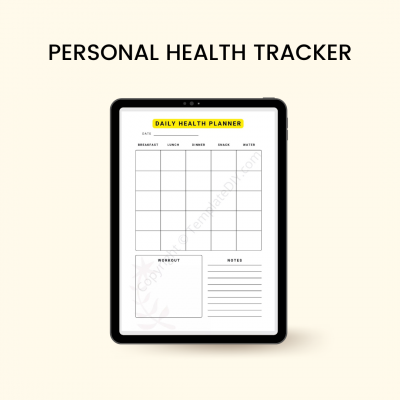 Personal Health Tracker Template Printable in Pdf & Word