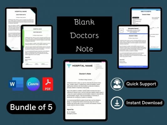 Blank Doctors Note Template Printable in PDF & Word