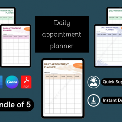 Daily Appointment Planner Template Printable in Pdf & Word