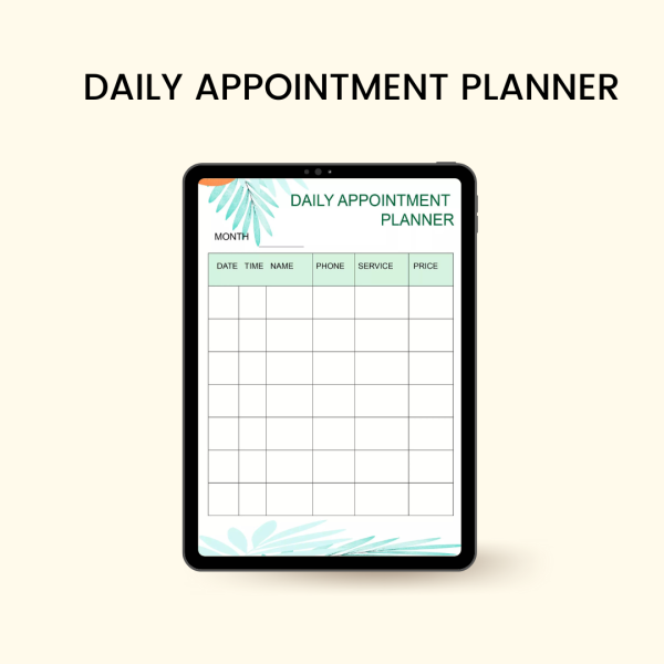 Daily Appointment Planner Template Printable in Pdf & Word