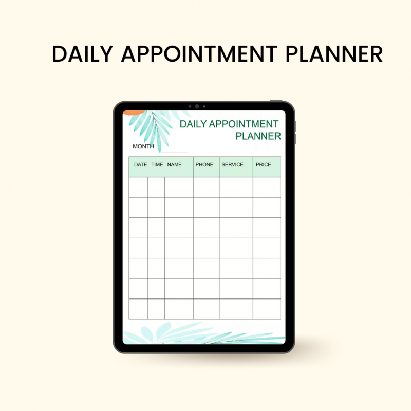 Daily Appointment Planner Template Printable in Pdf & Word