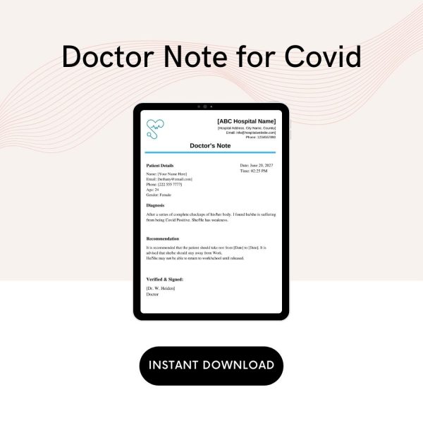 Covid Doctors Note Template Printable in PDF & Word