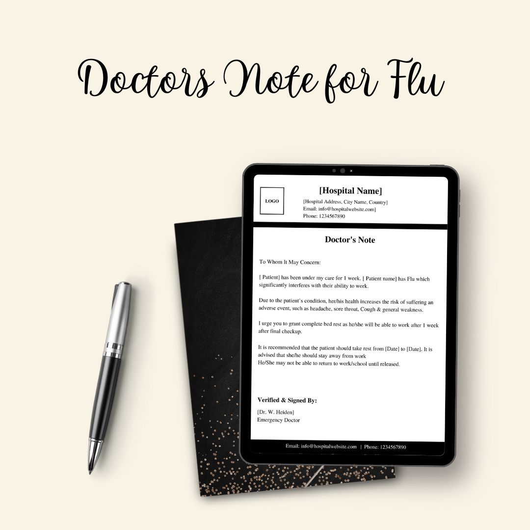 Doctors Note for Flu Template Printable in PDF & Word
