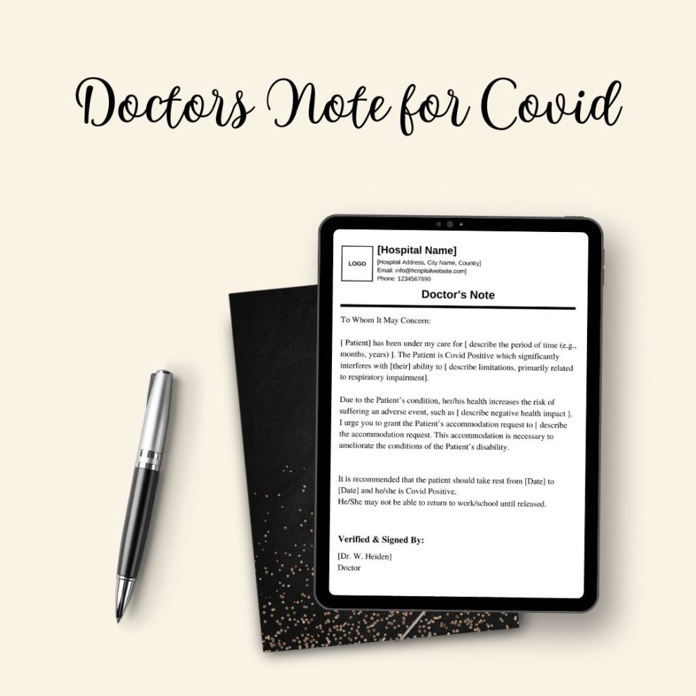 Covid Doctors Note Template Printable in PDF & Word