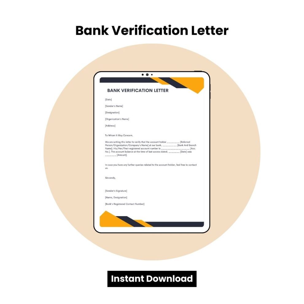 Bank Verification Letter Sample Template in Pdf & Word