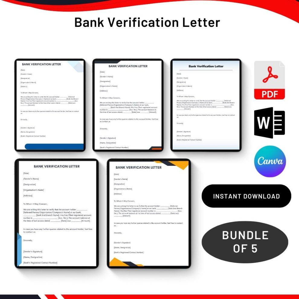 Bank Verification Letter Sample Template in Pdf & Word