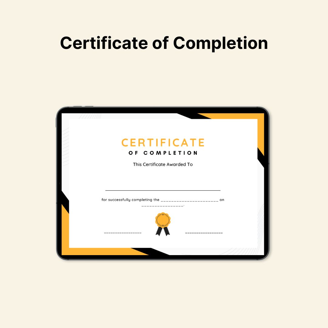 Certificate of Completion Blank Printable Template in PDF & Word