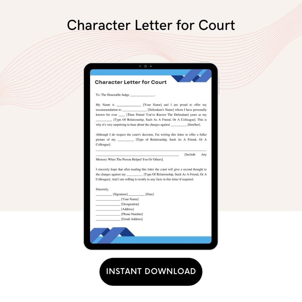 Character Letter for Court Sample Template in Pdf & Word