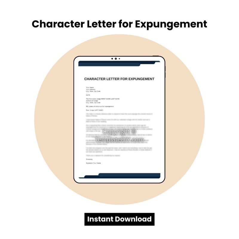 Character Letter for Expungement Sample in Pdf and Word