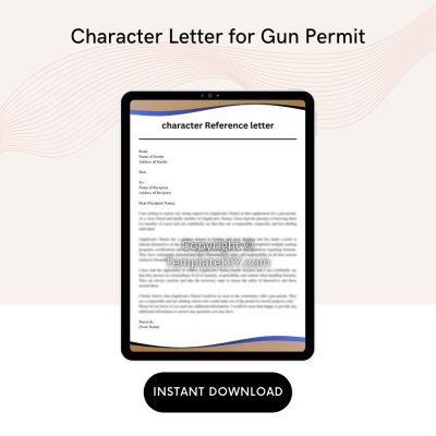 Character Letter for Gun Permit Printable Sample with Examples